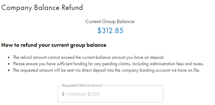 Company Claim Funding Balance Refund